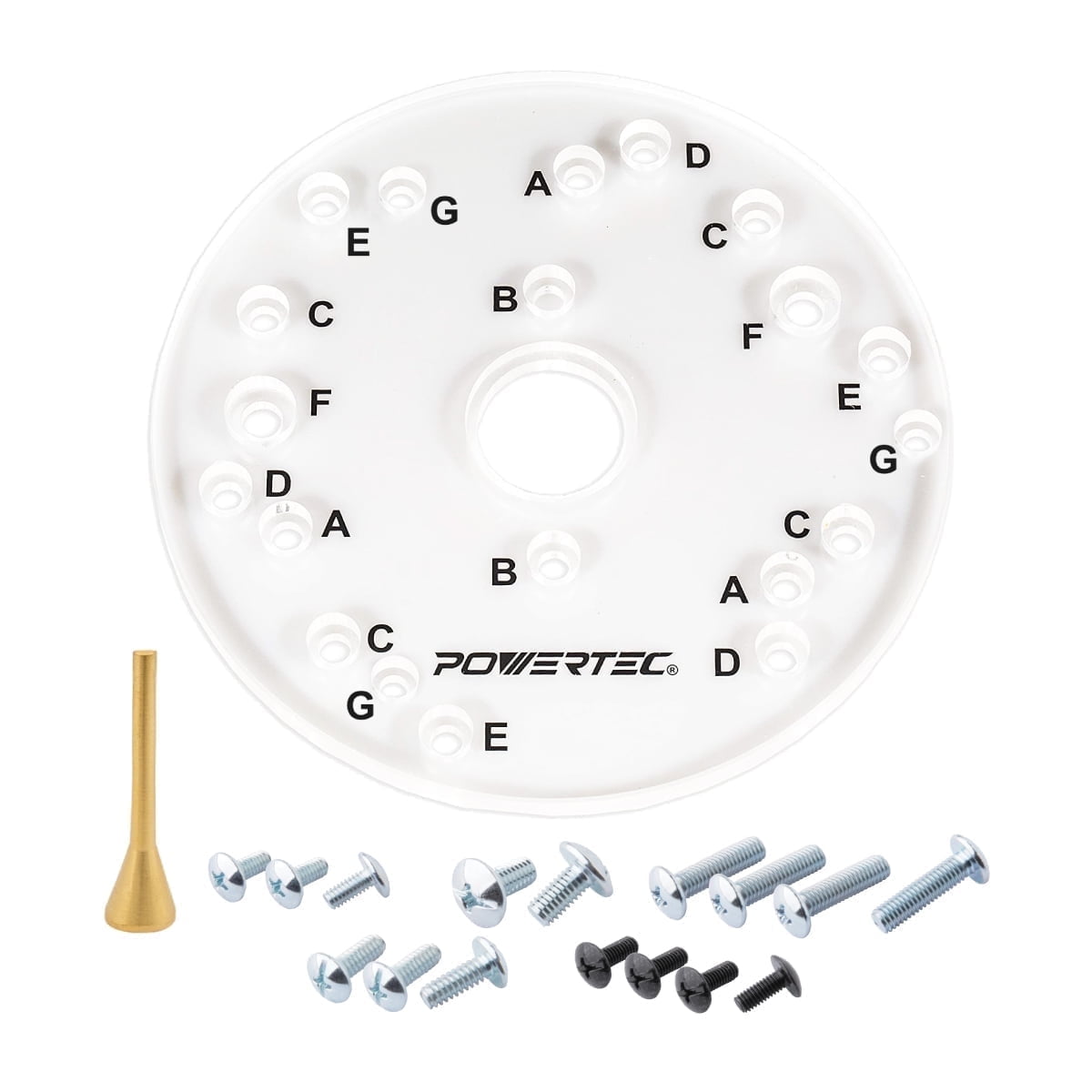POWERTEC 6-1/2" Universal Router Base Plate w/Centering Pin & Screws ...