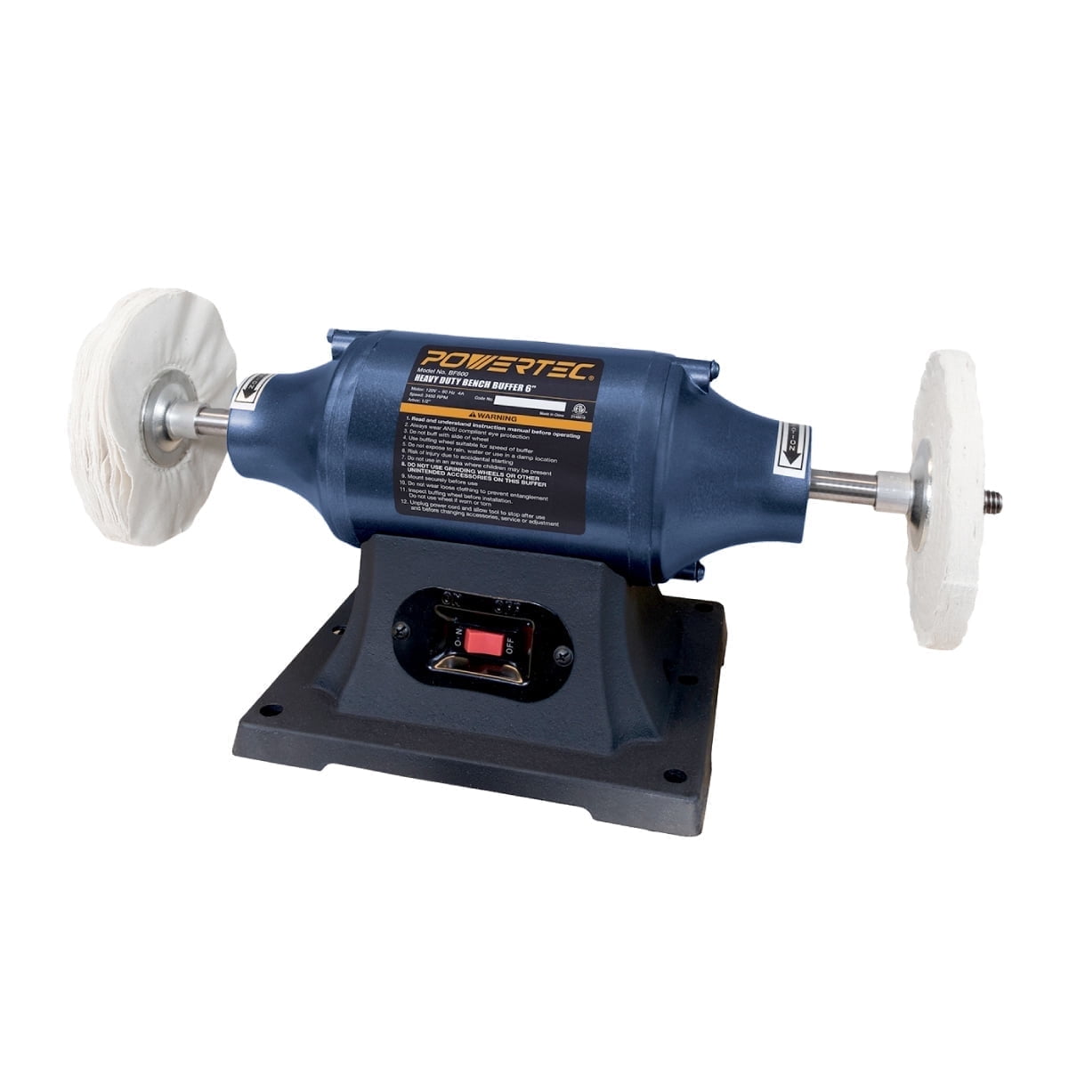 POWERTEC 6 Inch Bench Buffer Polisher, Buffing & Polishing Machine for ...