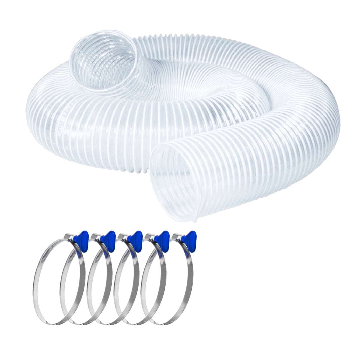 POWERTEC 6" x 10' Dust Collection Hose with 5pcs Key Hose Clamps for ...