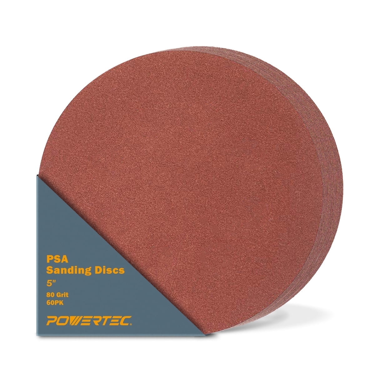 POWERTEC 60PK 5 Inch PSA Sanding Disc 80 Grit Aluminum Oxide Adhesive ...