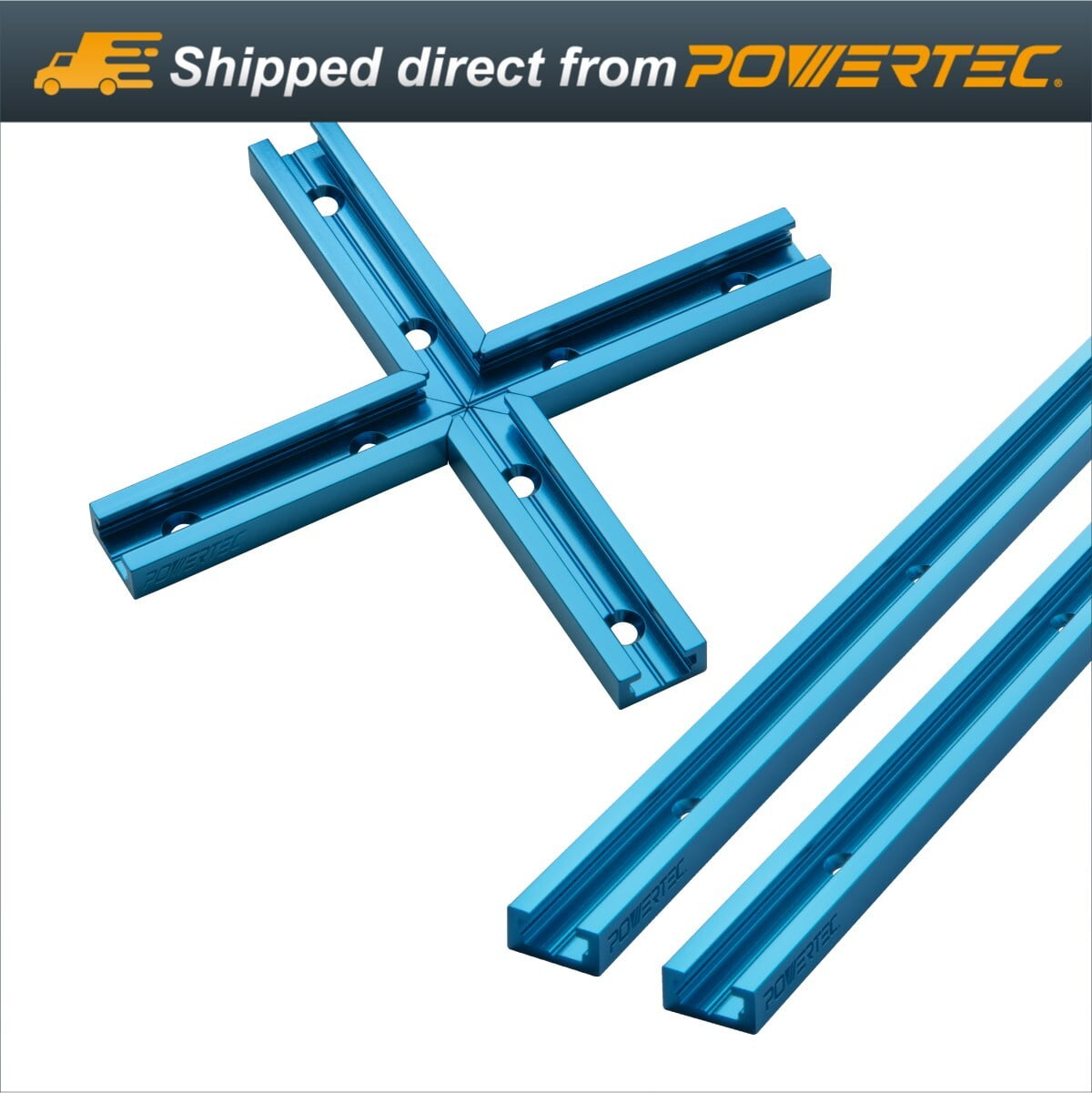 POWERTEC 71713 48 Inch Double-Cut Profile Universal T-Track w ...