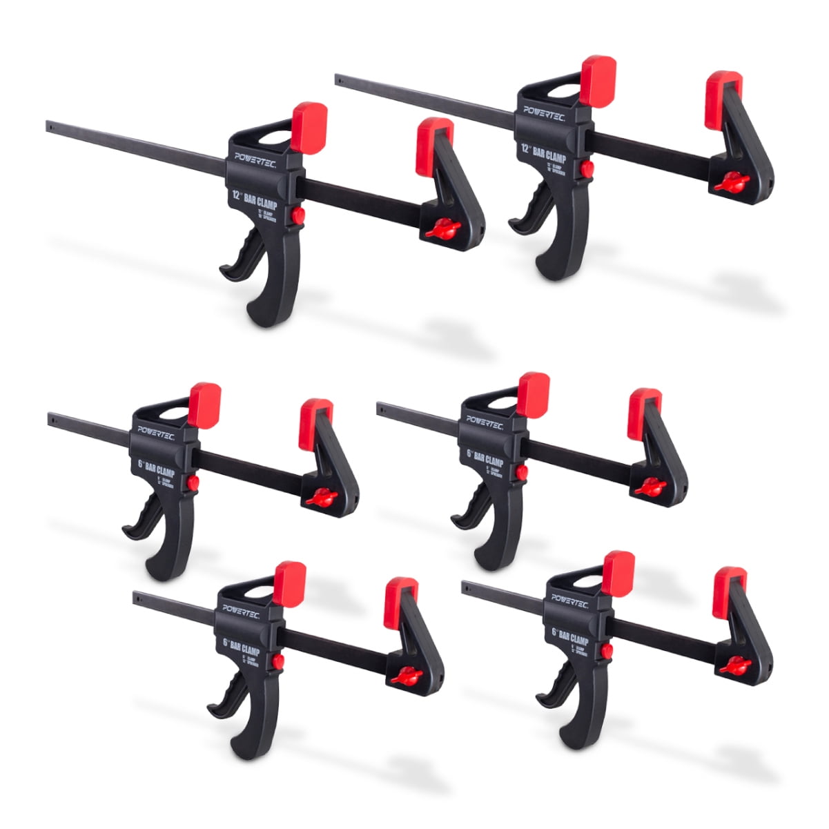 POWERTEC 6 Inch and 12 Inch Bar Clamps with Spreader, Trigger Clamps ...
