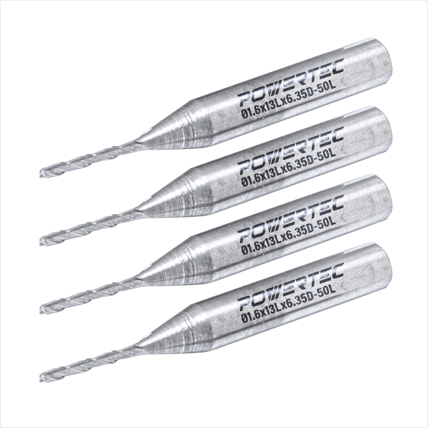 POWERTEC 73037-P4 Up Cut Spiral 1/16" Router Bit, 1/4" Shank Tungsten ...