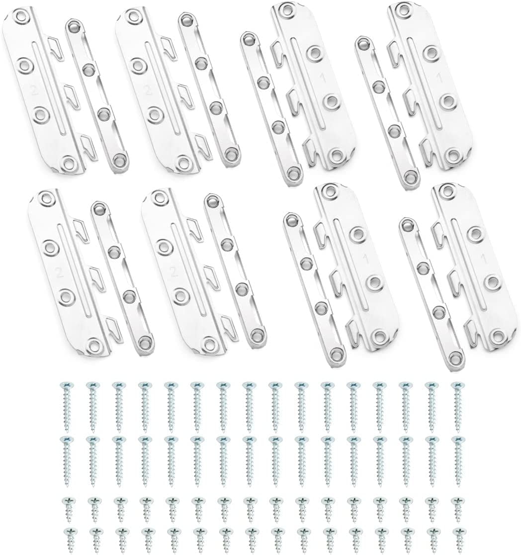 POWERTEC 8 Set Surface Mounted Bed Rail Brackets, Bed Frame Fasteners ...