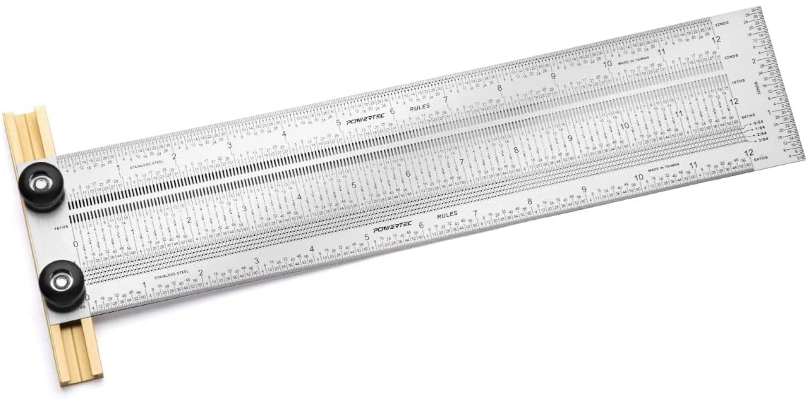 POWERTEC 80025 12-Inch Precision Marking T-Rule, Stainless Steel ...