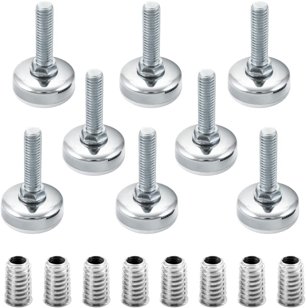 POWERTEC 8PK Threaded Leveling Feet with 3/8"-16 Threaded Inserts ...