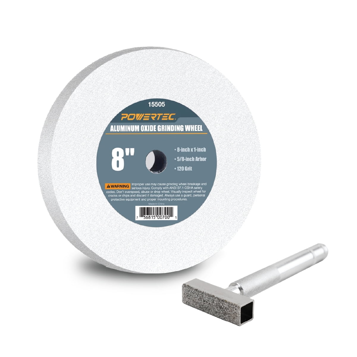 POWERTEC Bench Grinder Wheel + Diamond Wheel Dresser 8 Inch 120 Grit ...