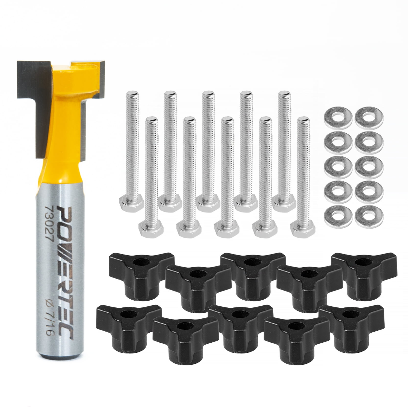 POWERTEC Carbide Tipped T Slot Router Bit 7/16" Dia. x 3/16" H x 1/4 ...