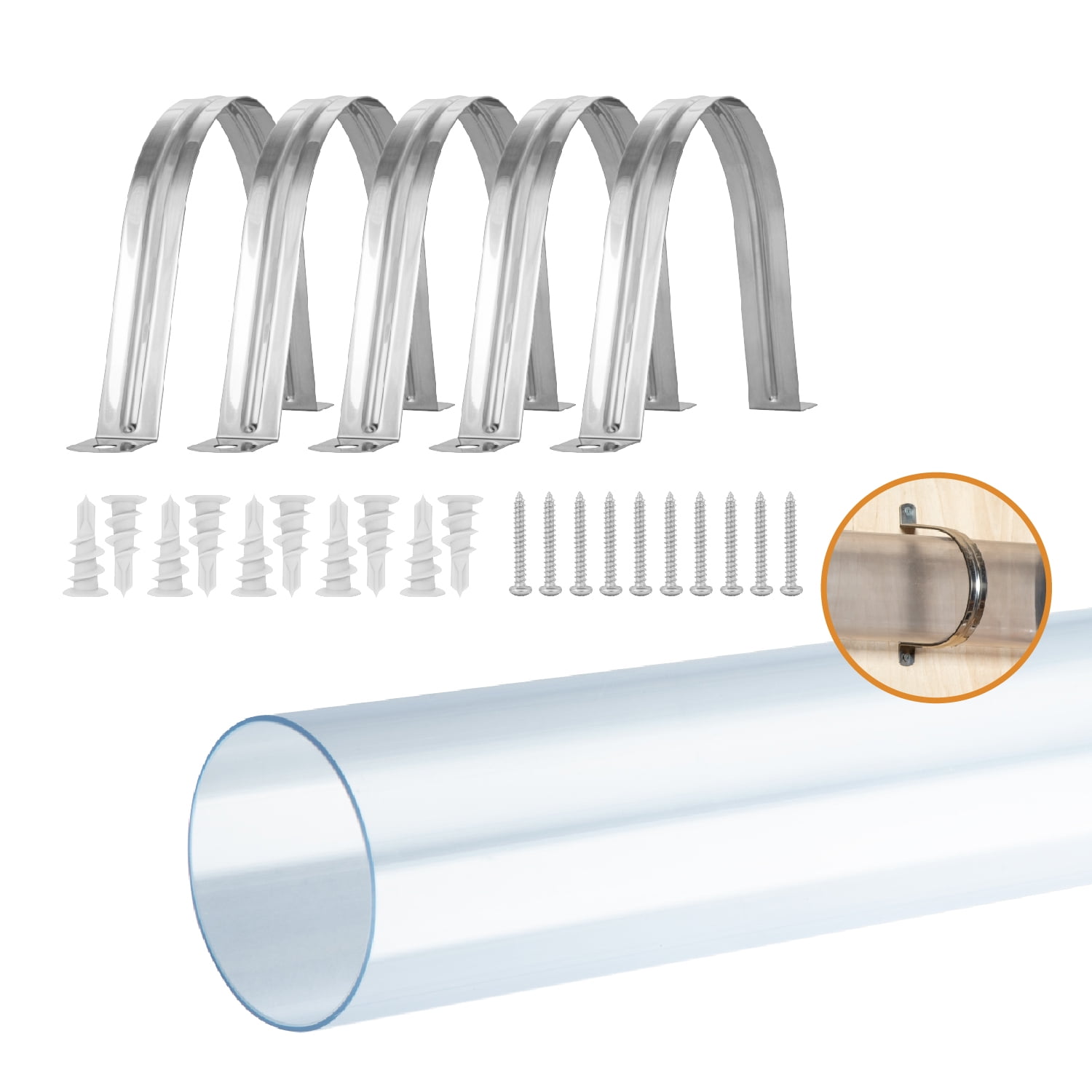 POWERTEC Clear PVC Pipe 2-1/2" x 36" Long, Rigid Plastic Tubing for ...