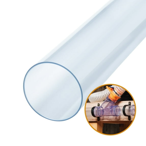 POWERTEC Clear PVC Pipe 2-1/2" x 36" Long, 1PK Rigid Plastic Tubing ...
