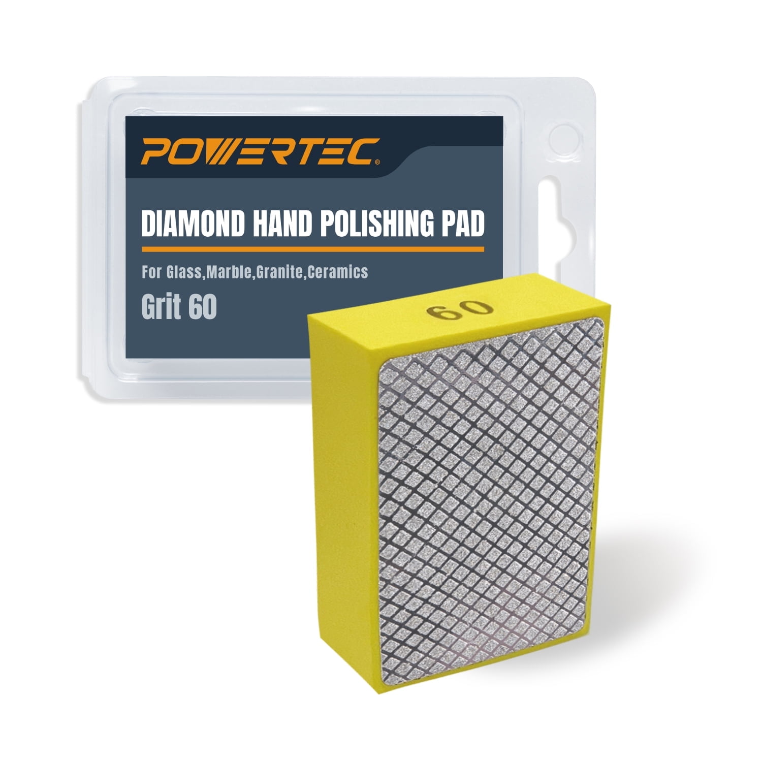 POWERTEC 1PK Diamond Hand Polishing Pads 60 Grits, Diamond Sanding ...