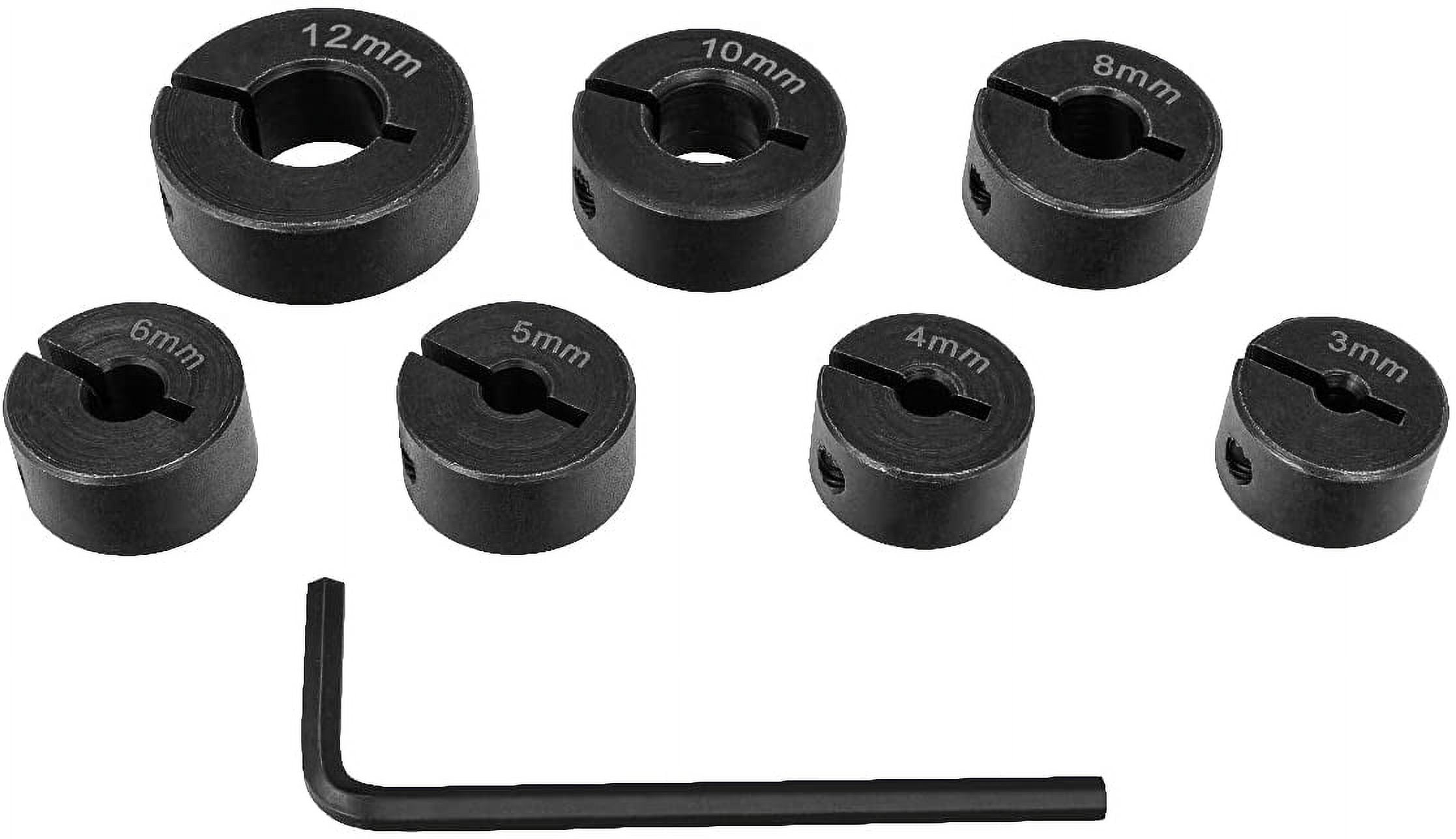 POWERTEC Drill Bit Stop Collar Kit with Metric System Size Markings - 7 ...