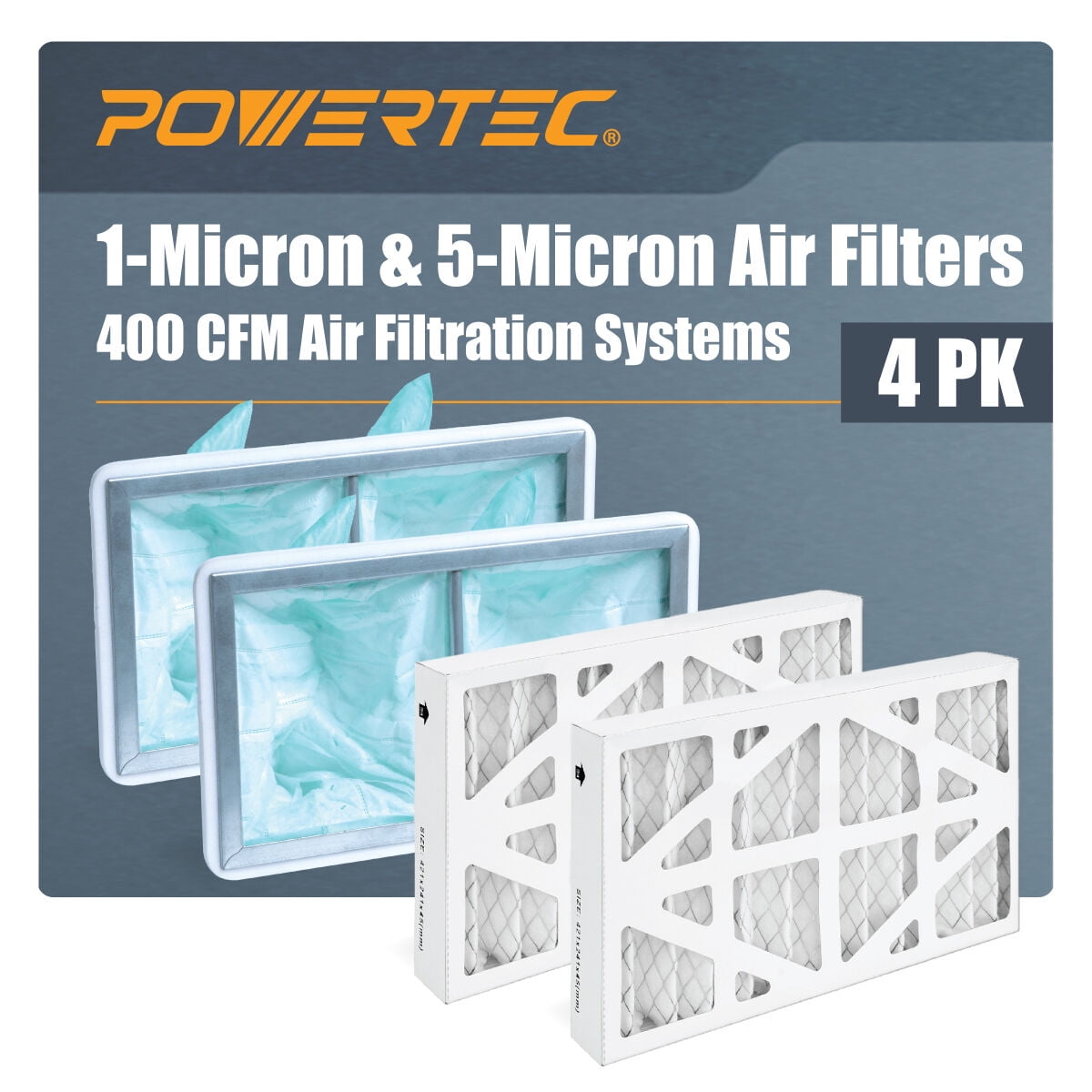 POWERTEC Inner & Outer Filters for WEN 3410 Air Filtration System ...