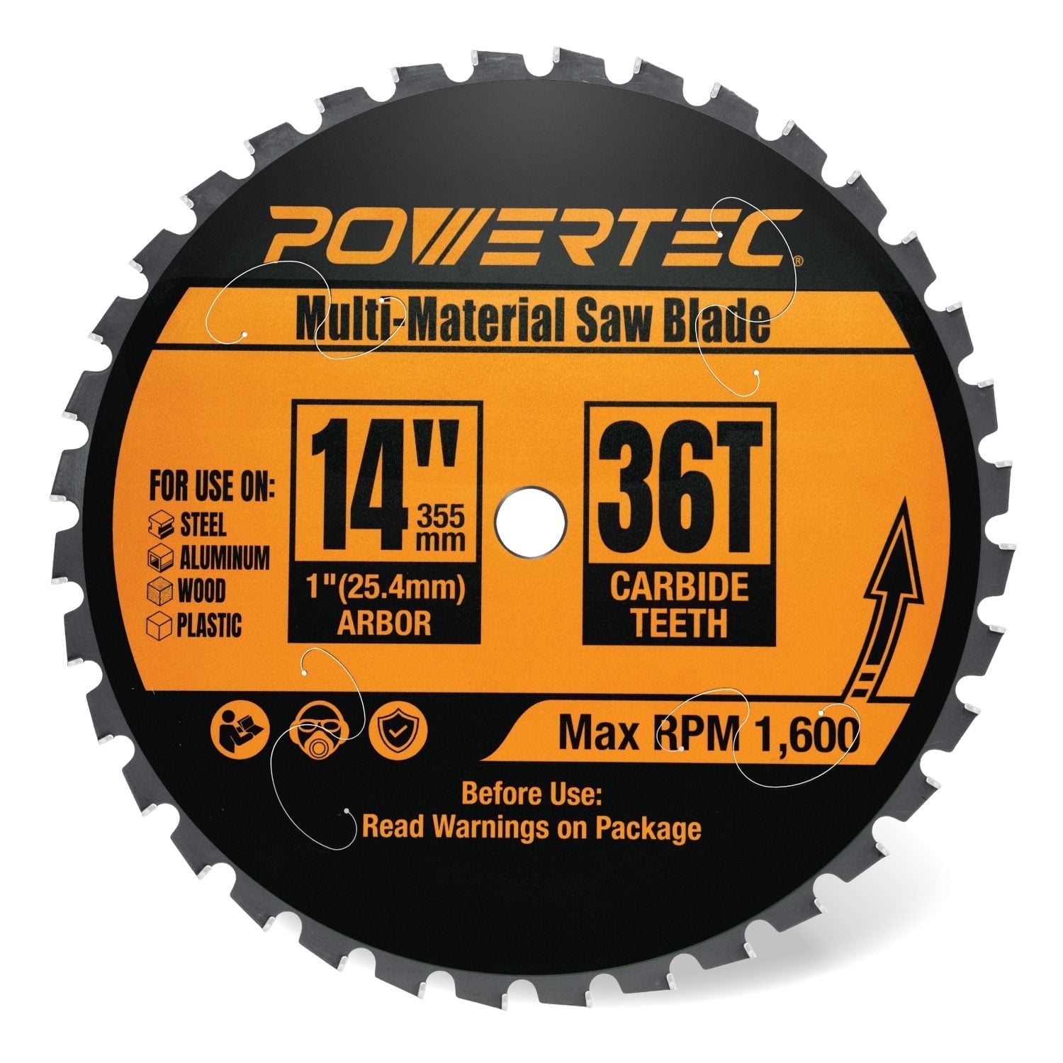 POWERTEC Multi-Material Cutting Blade - 14 inch Cold Saw Blade, 1 ...