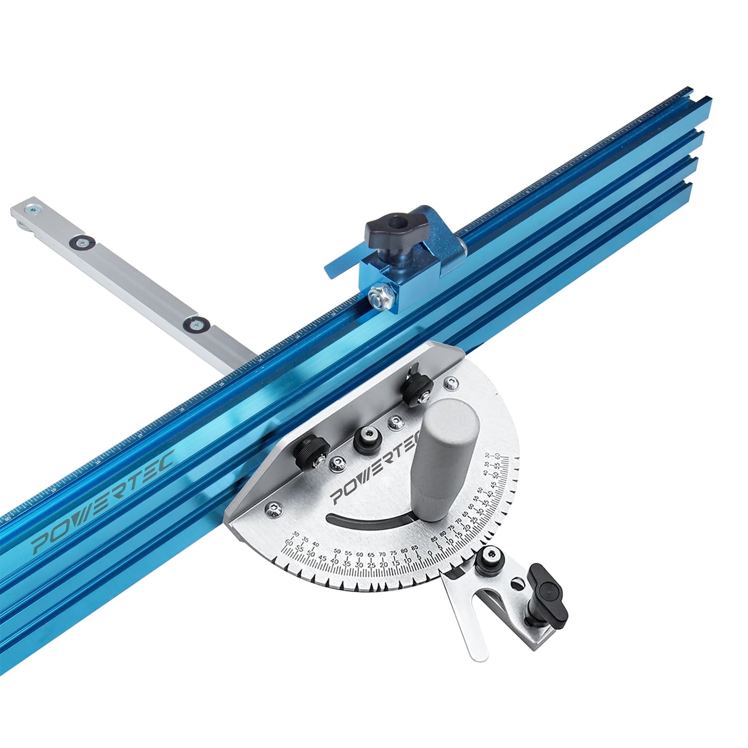 POWERTEC Precision Table Saw Miter Gauge System w/ 27 Stops, T-Slot ...