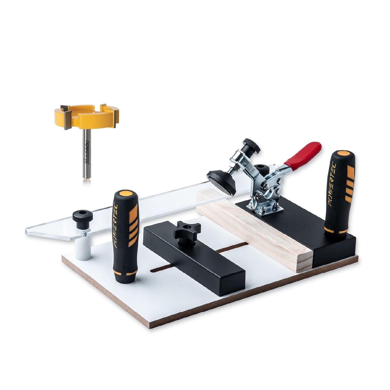 POWERTEC Rail Coping Sled with 2" Slab Flattening Router Bit, Precise ...