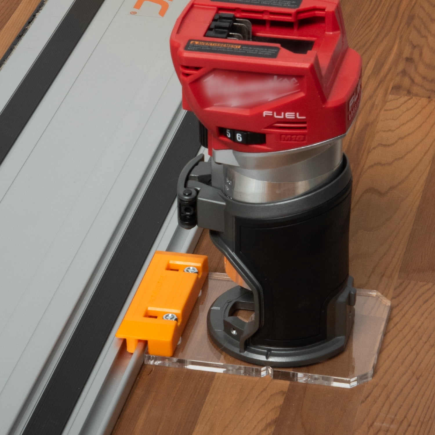 POWERTEC Router Guide Rail Adapter for Milwaukee M18 Fixed Base Trim ...