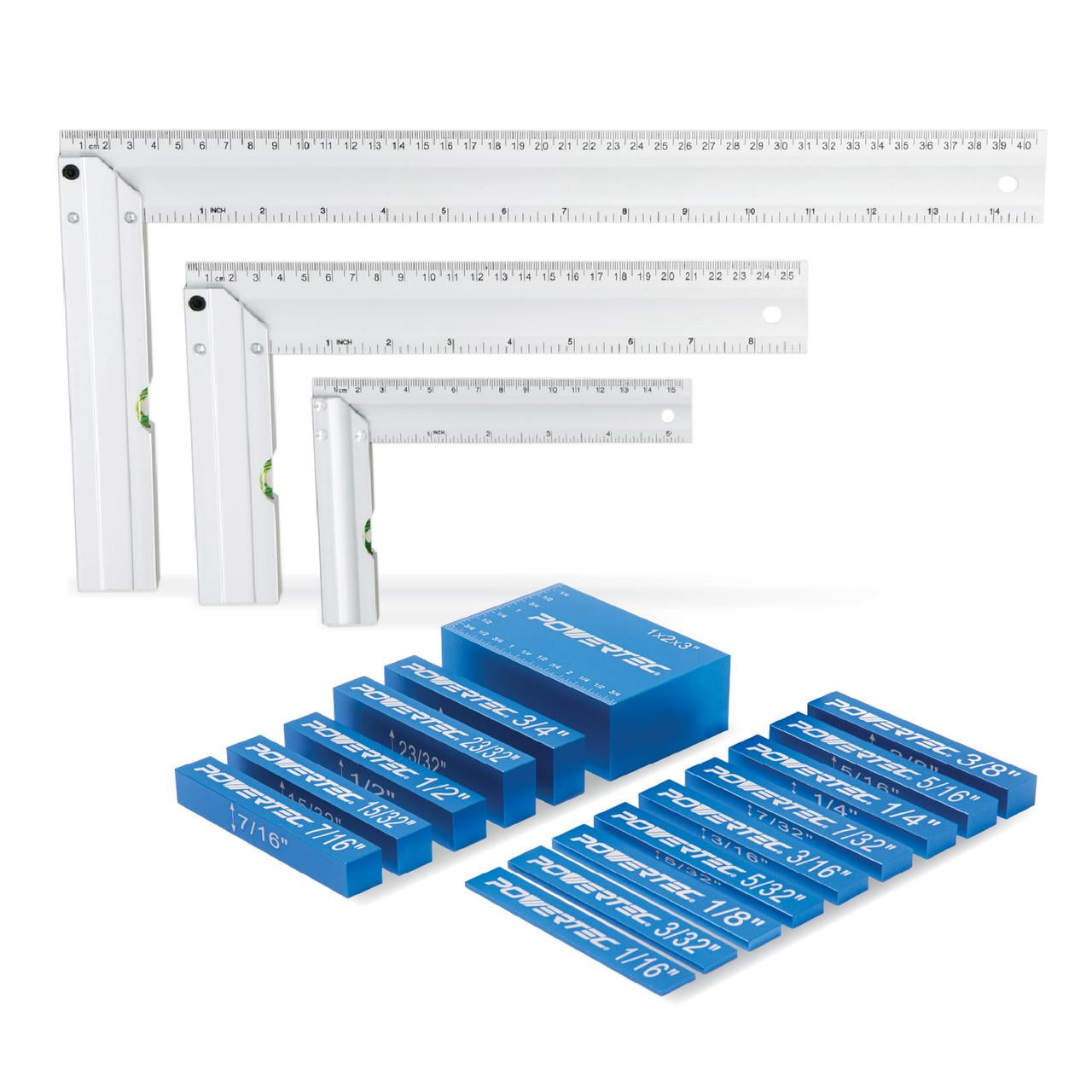 POWERTEC Setup Blocks Height Gauge 15pc Set, Router Table Setup Bars w ...