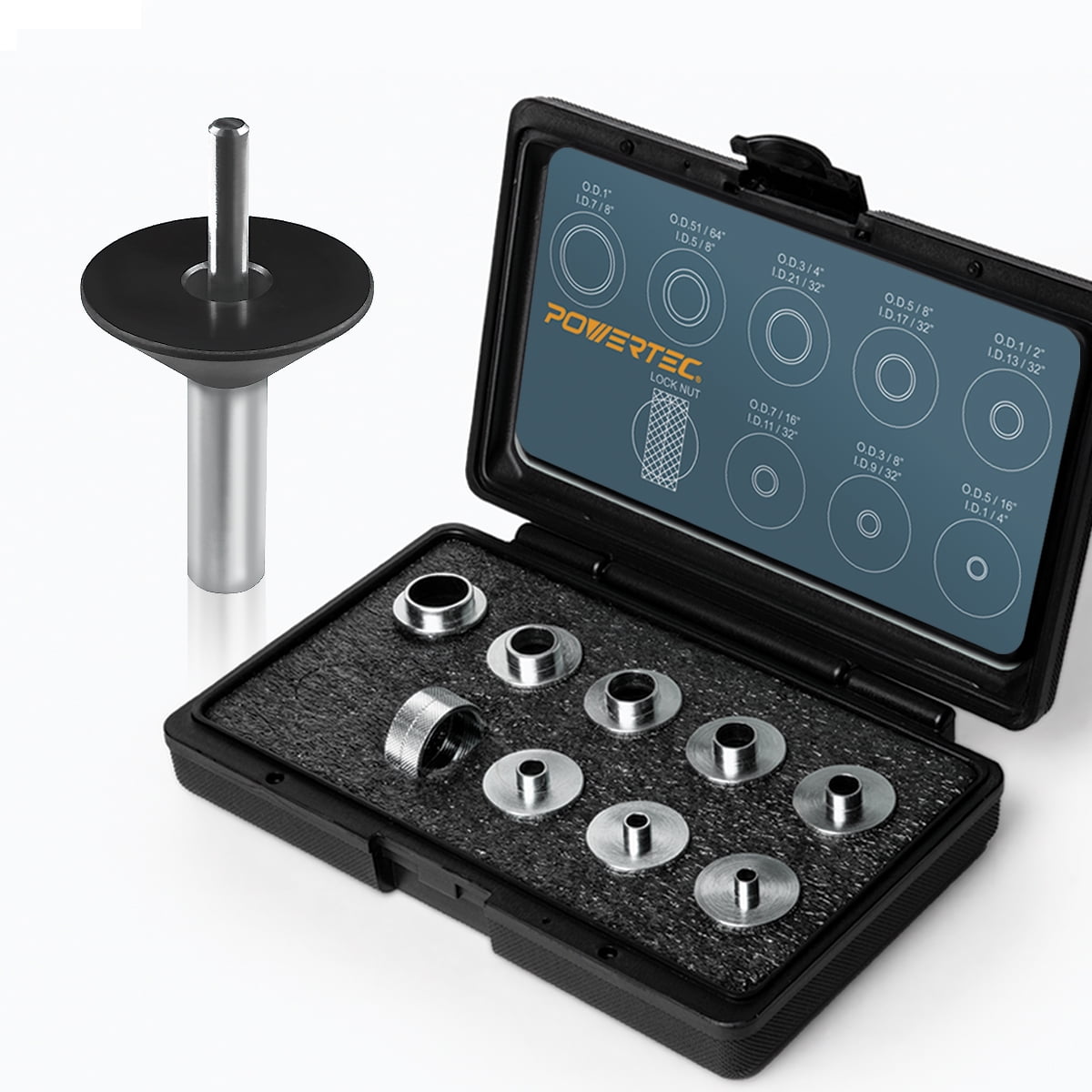 POWERTEC Solid Router Template Bushing Guides and Centering Pin with ...