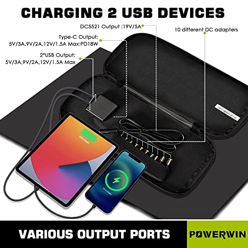 POWERWIN 20V 100W Foldable Solar Panel PWS100, Shingled Portable Solar ...