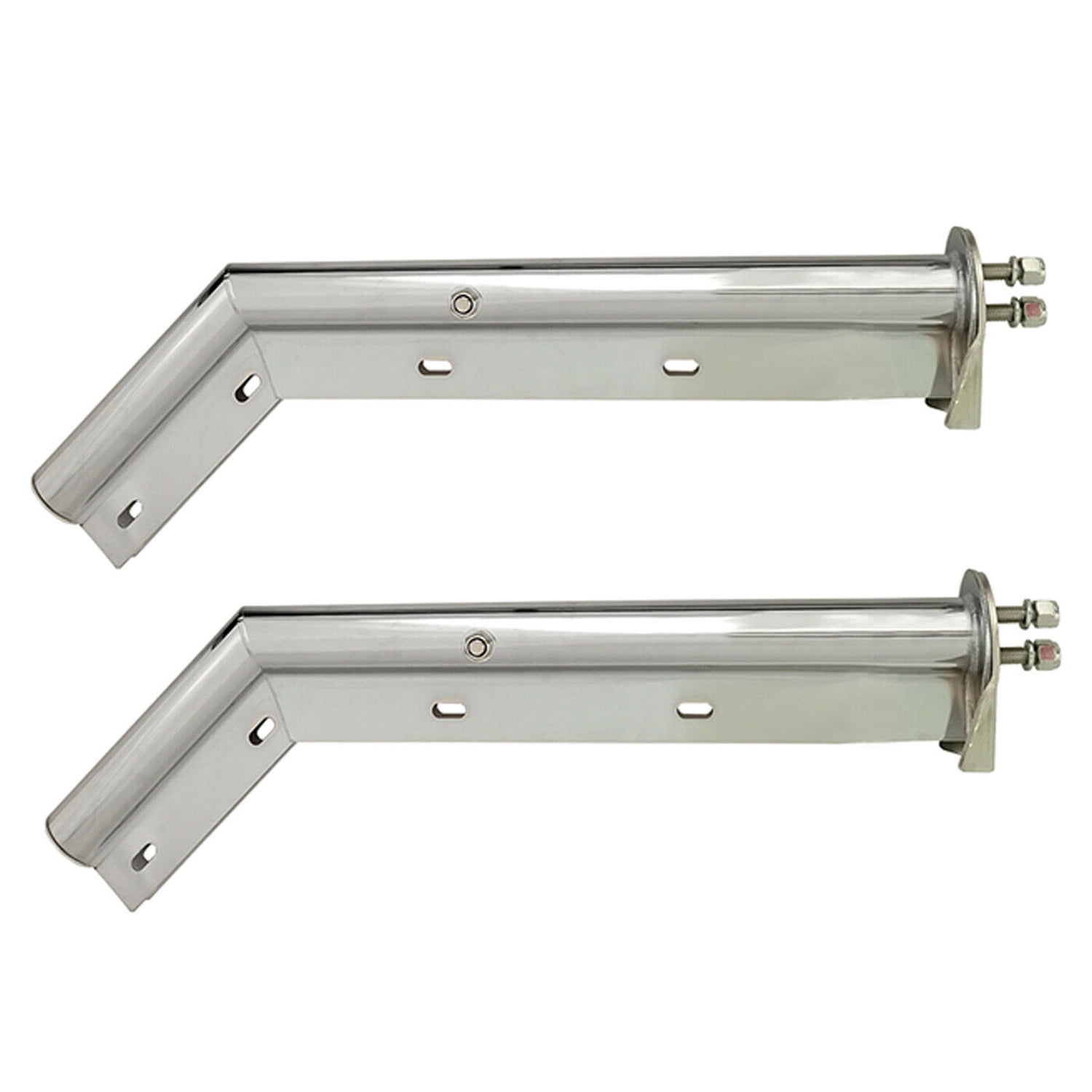 POWERWORKS Chrome Angled Spring Loaded Mud Flap Hanger Bracket Set 1-1/ ...