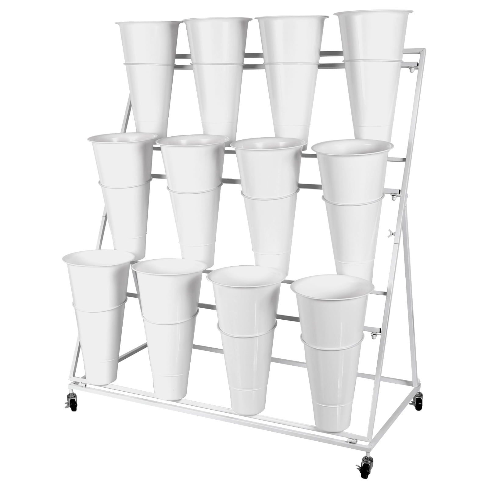 POWKOL Flower Display Stand With 12-Bucket, 3-Layer Iron Plant Stand ...