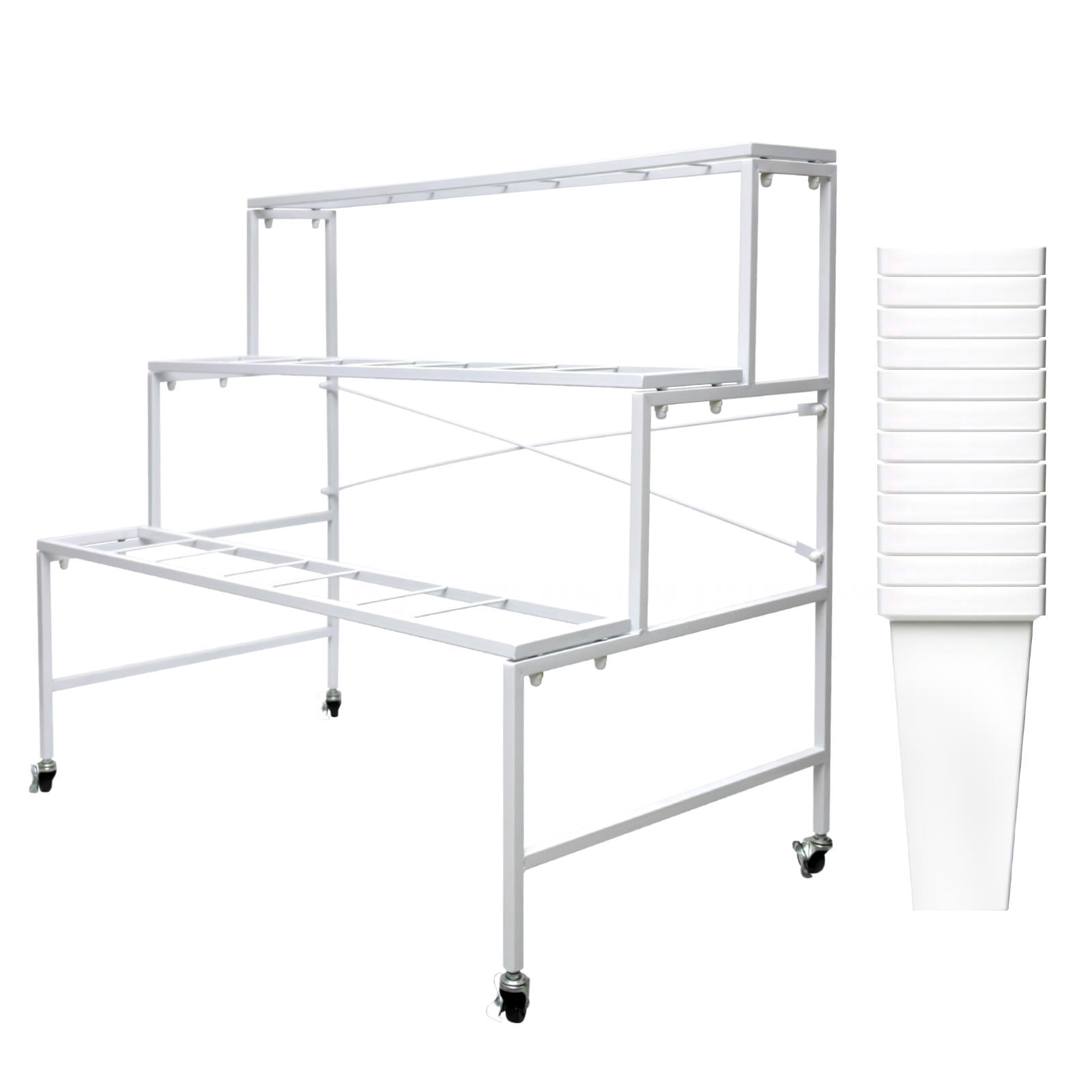 POWKOL 3 Layers Wrought Iron Plant Shelf, Movable Flower Display Stand ...