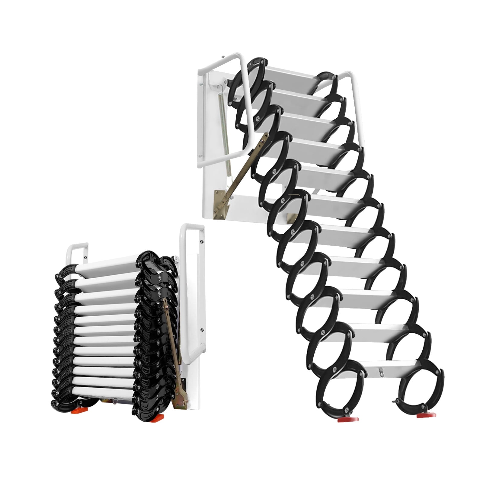 POWKOL Wall-Mounted Telescoping Stairs, 10 FT 12 Steps Loft Wall Step ...