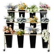 Mustrod 3-Layer Moving Plant Shelf Flower Display Stand Metal Florist ...