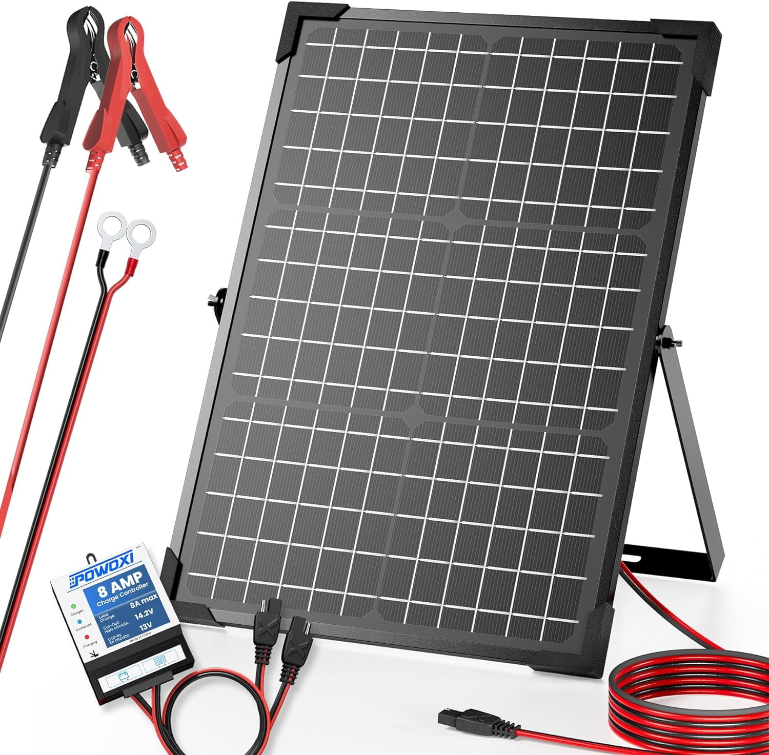 POWOXI 30W Solar Panel Kit, 12V Solar Battery Charger Trickle ...