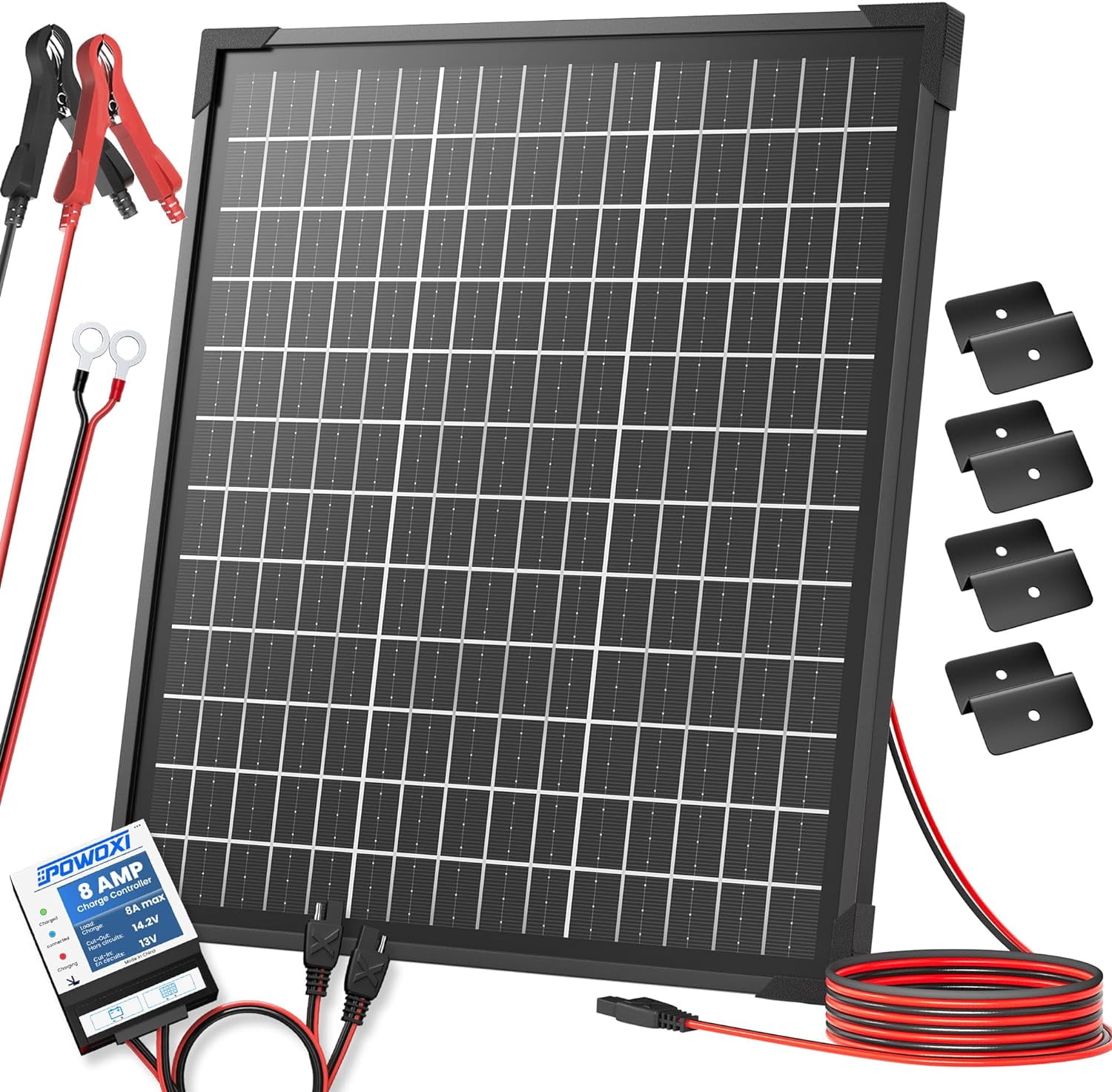 POWOXI 50W Solar Panel Kit, 12V Solar Battery Charger Trickle ...