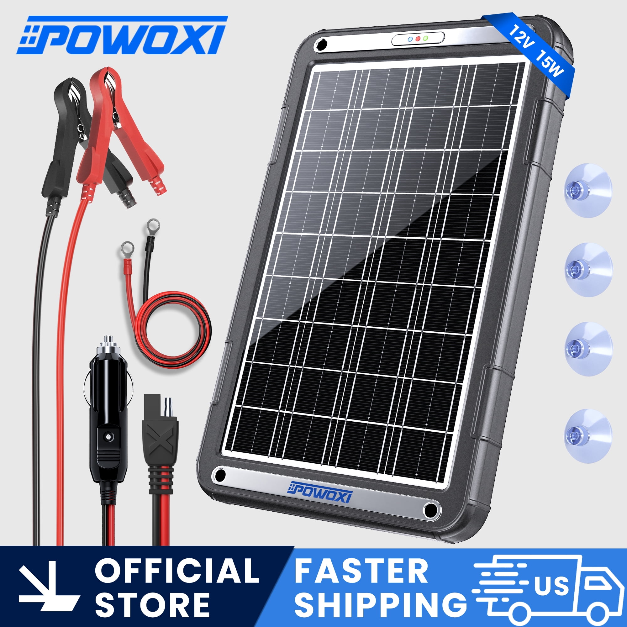 POWOXI Upgraded MPPT 15W Solar Battery Trickle Charger&Maintainer 12V ...