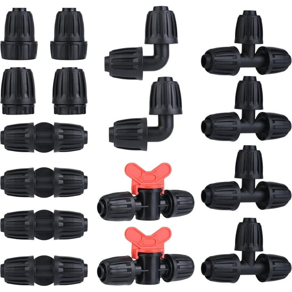 POWSDC-1/2 Inch Drip Irrigation Fittings Kit,16-Pack,Drip Irrigation ...