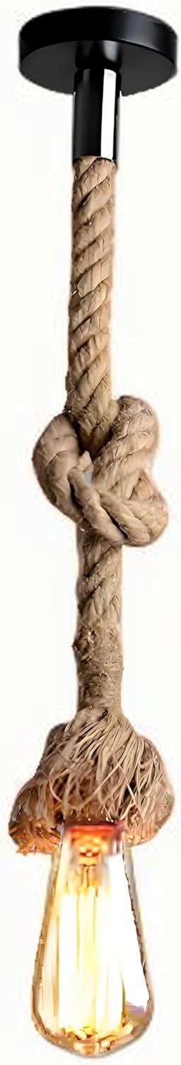 POWSDC-1 Head 1.5 Meter Vintage Hemp Rope Pendant Light Fixture E26/E27 ...