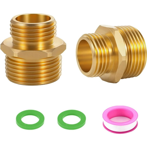 POWSDC-1" NPT Male to 3/4" GHT Male Connector, Solid Brass Garden Hose ...