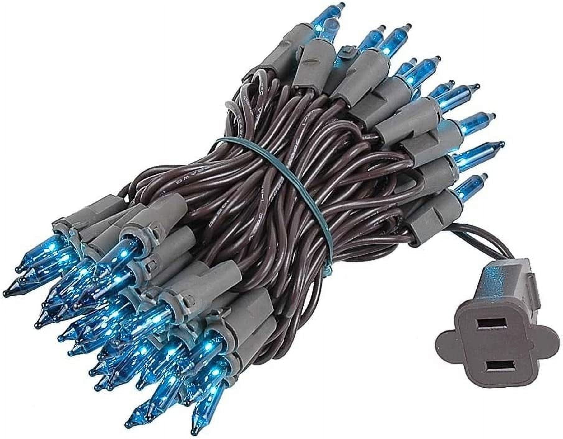 POWSDC-11 Feet 50 Bulbs Traditional Incandescent Mini Lights, Teal on ...