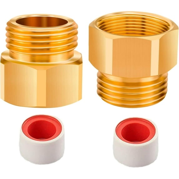 POWSDC-2 PACK Hose Bib Adapter, 1-1/16" Brass Fine Thread Female x 3/4 ...