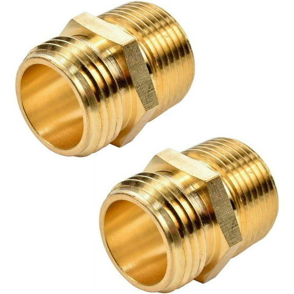 POWSDC-2 Pack 3/4" GHT to 3/4" NPT Male Connector, Brass Garden Hose ...