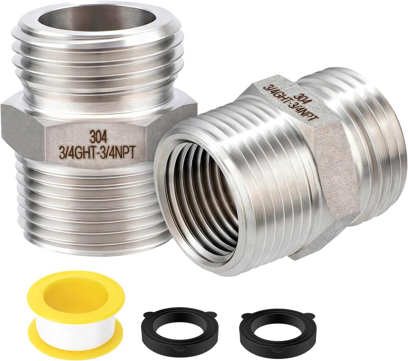 POWSDC-[2 Pack] 304 Stainless Steel Garden Hose Fittings Connectors ...