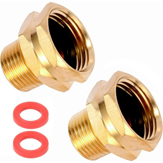 POWSDC-2 Pack Brass Garden Hose Adapter, 3/4" GHT Female x 1/2" NPT ...
