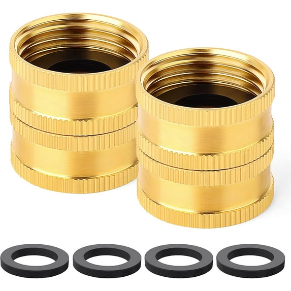 POWSDC-2 Packs Brass 3/4" Female GHT Hose Connectors, Double Female ...