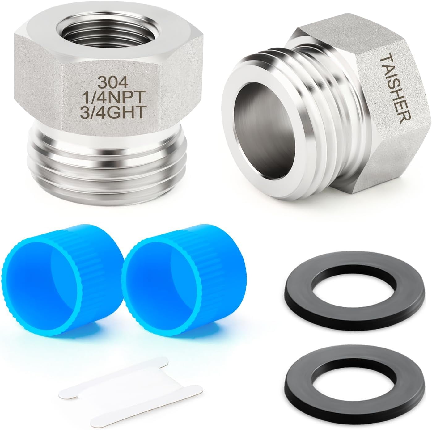 POWSDC-2PCS 304 Stainless Steel Garden Hose Adapter, Hex Bushing 3/4 ...