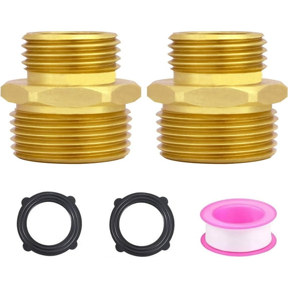 POWSDC-3/4” GHT Male x 1” NPT Male Connector, Brass Garden Hose Fitting ...