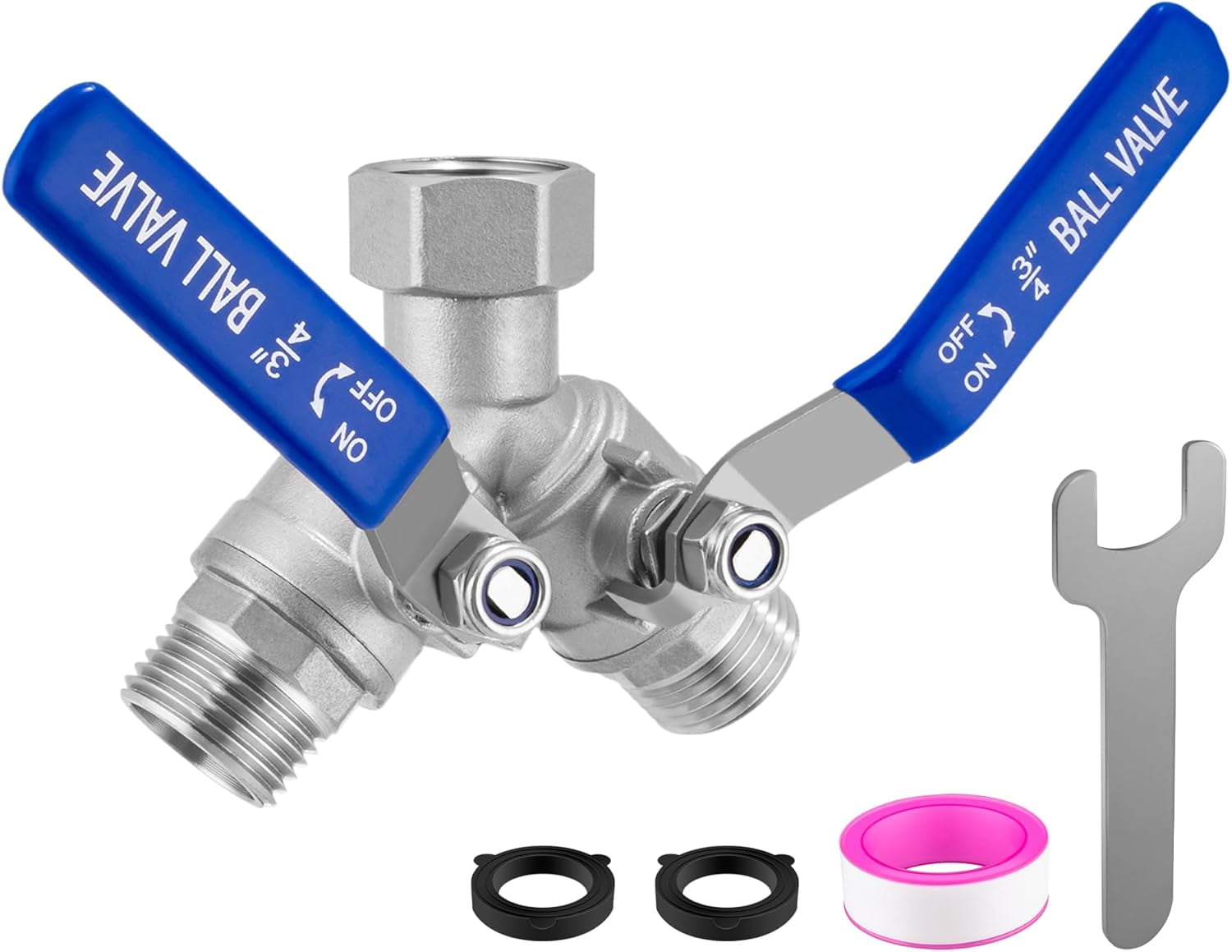 POWSDC-304 Stainless Steel Garden Hose Splitter 2 Way Heavy Duty, Full ...