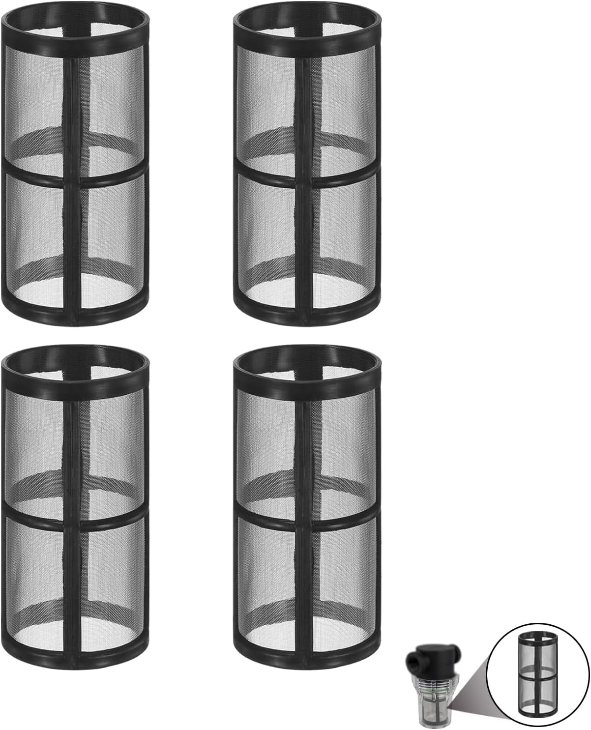 POWSDC-4-Pack Stainless Steel Screen Made for Garden Hose Filter, Black ...