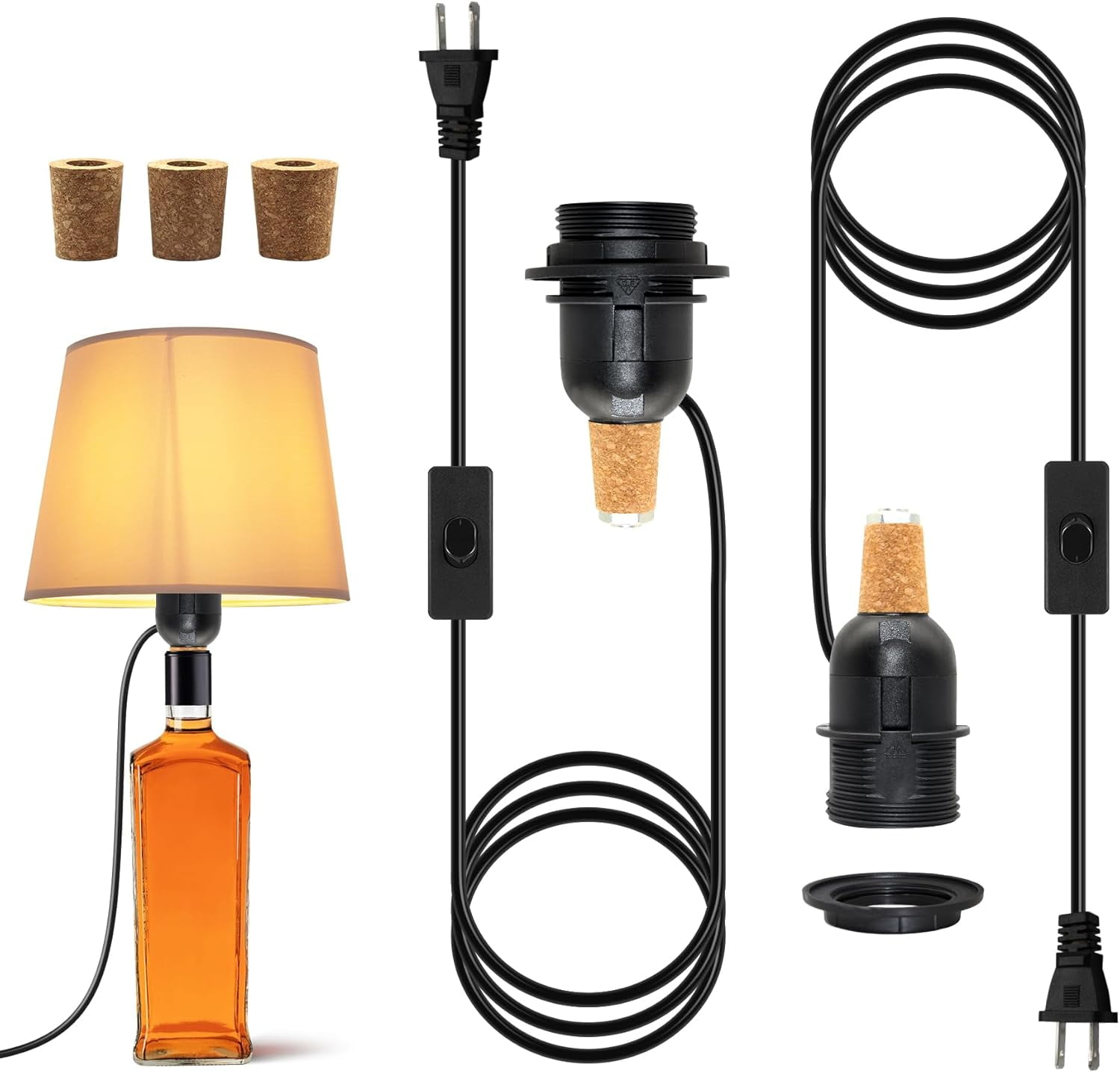 POWSDC-Bottle Lamp Adaptor Kit, 2 Pack DIY Fittings for Table Lamps ...