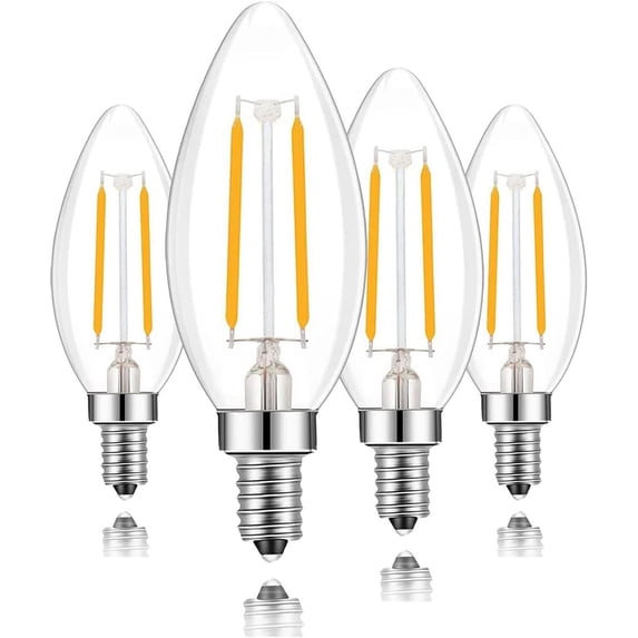 POWSDC-E14 European Base LED Filament Edison Bulb, 2W Warm White 2700K ...