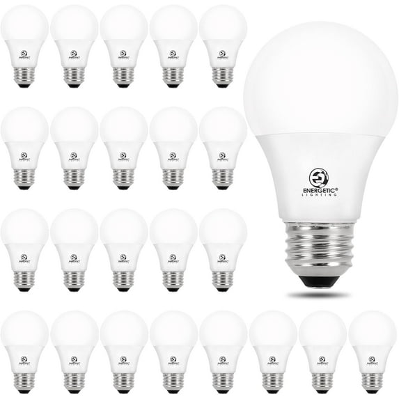 POWSDC-Energetic 24-Pack A19 LED Light Bulb, 60 Watt Equivalent ...