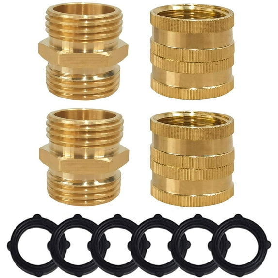 POWSDC-Garden Hose Adapter, 3/4 Inch Solid Brass Hose Connectors ...