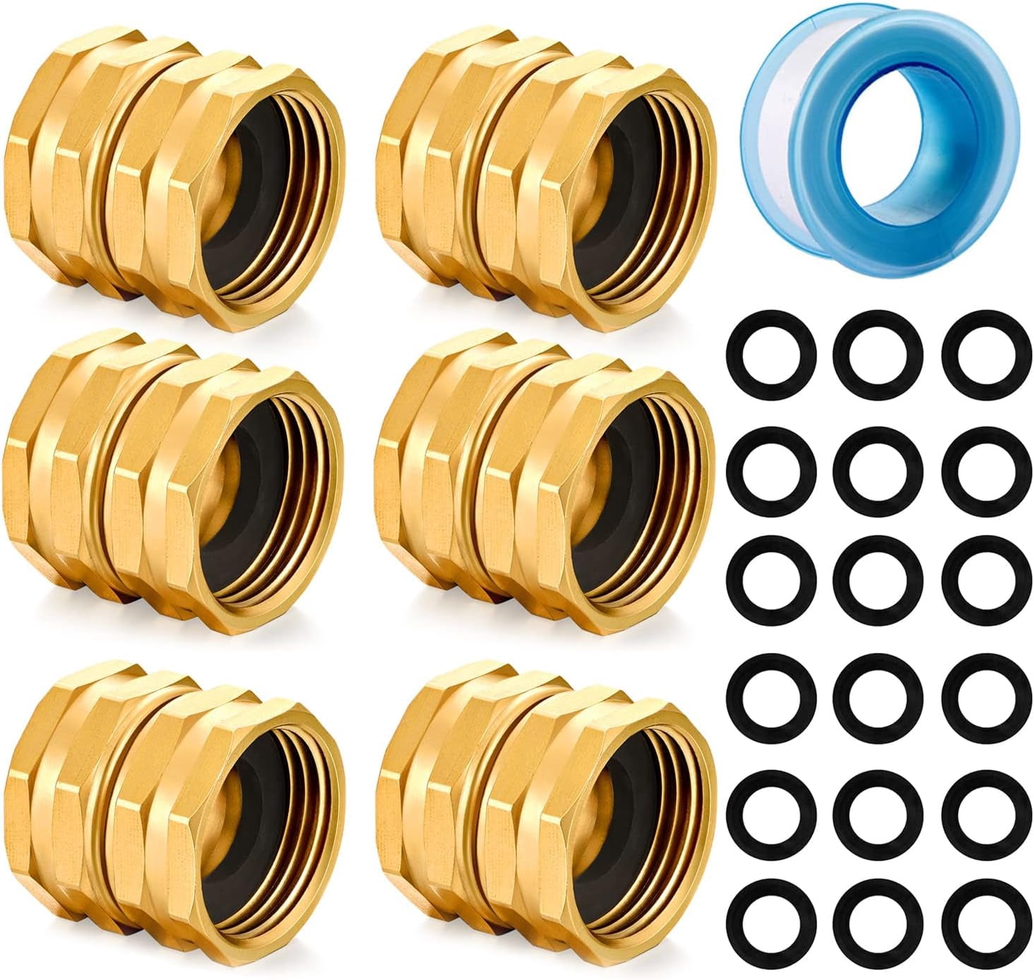 POWSDC-Garden Hose Fittings Connectors Adapter Solid Brass Repair ...